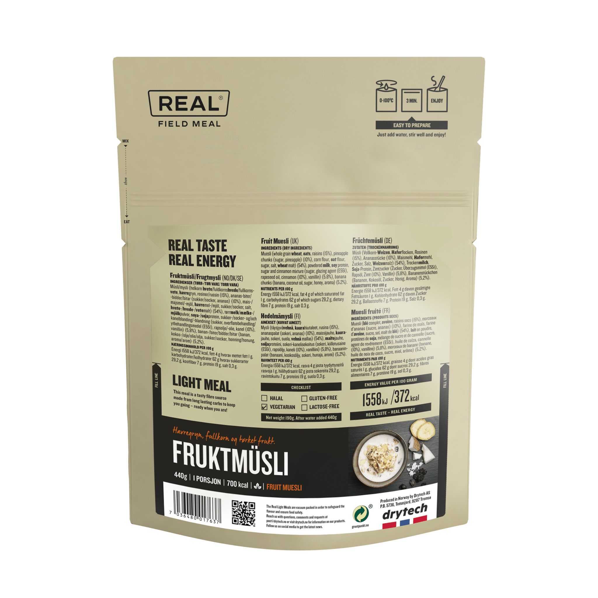 Real Turmat (Field Meal) Fruit Muesli (700kcal) – Valley and Peak